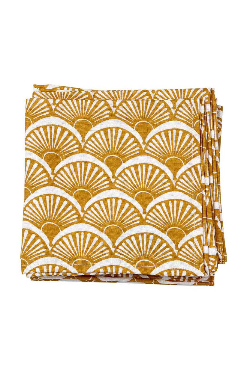 fandango camel yellow printed cloth cocktail napkins – Hen House Linens