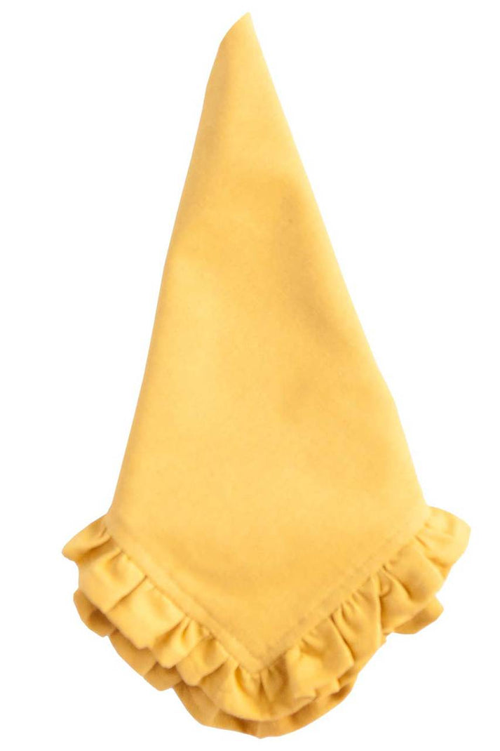ochre yellow solid ruffle cloth dinner napkins – Hen House Linens